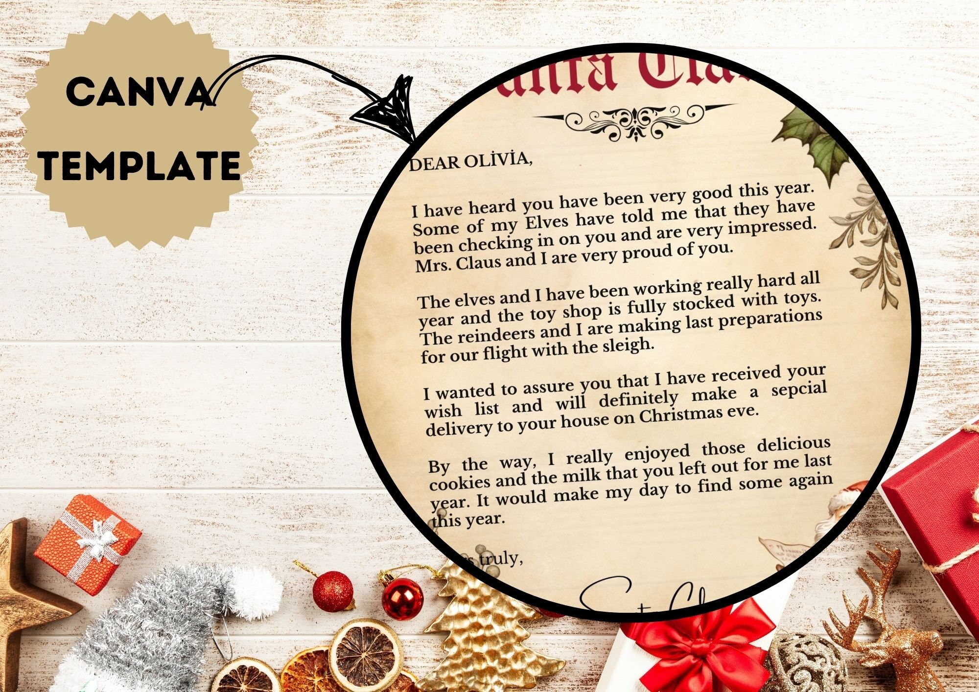 Customizable Santa Letter Kit Editable Personalized Christmas Letter ...