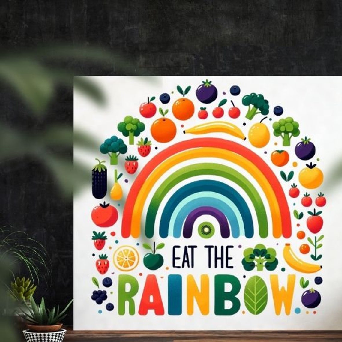 Eat the Rainbow Digital Art, Vibrant Nutrition Education Decor ...
