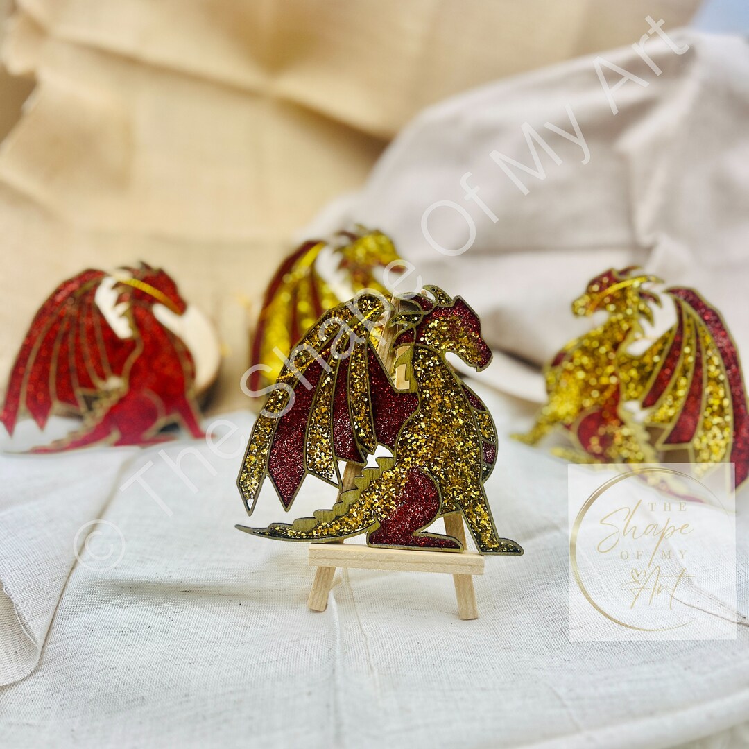 Handmade Wood & Resin Dragon Hanging Decoration Perfect Gift Red and ...