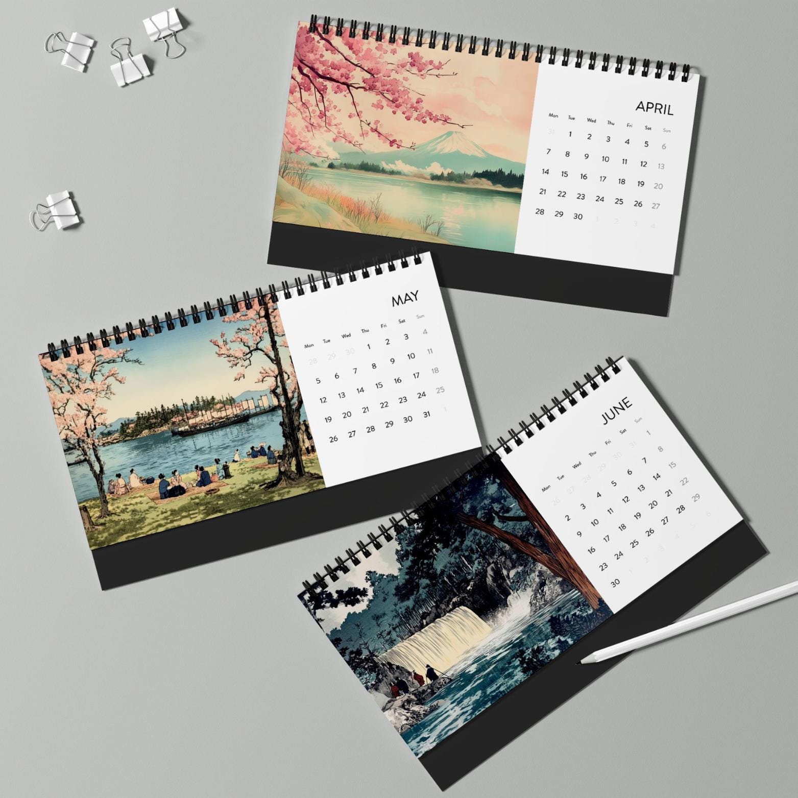 Japan Desk Calendar 2025, Japanese Zen Retro Wall Art, Vintage Japanese ...