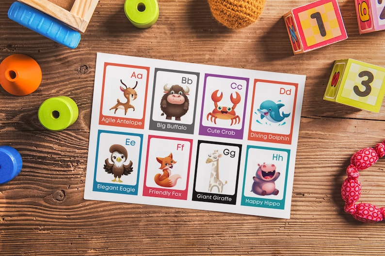 ABC Animal Alphabet Flashcards Vibrant & Educational, Whimsical ...