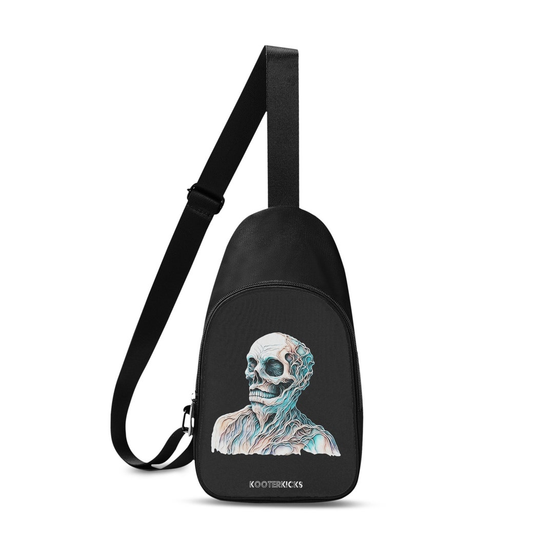 Creepy Ghoulish Cotton Canvas Chest Bag: Skull Design, Cross-body Carry ...