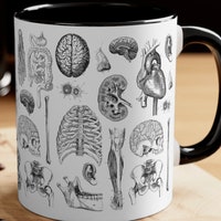 Human Anatomy Black on White Gothic Ceramic Mug - Tasse En Céramique D ...