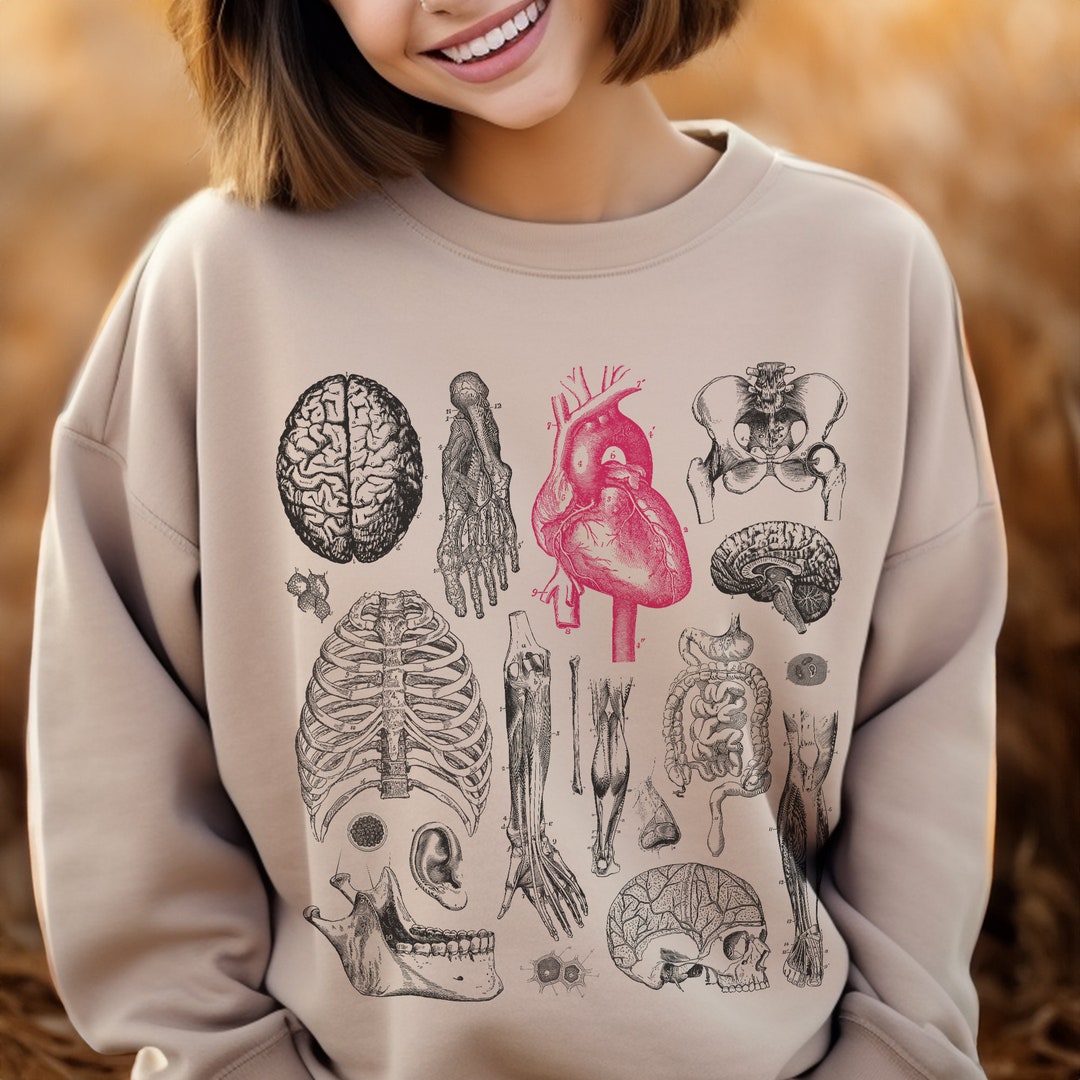 Heart Anatomy Sweatshirt, Human Bones Anatomical Art, Science Gifts for ...