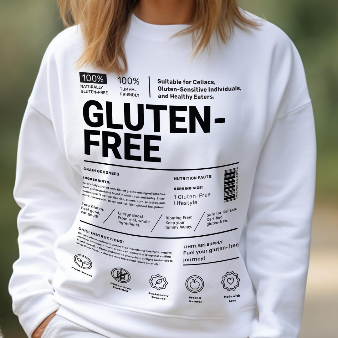 Gluten Free Diet Sweater, Healthy Life Label Design, Celiac Disease ...