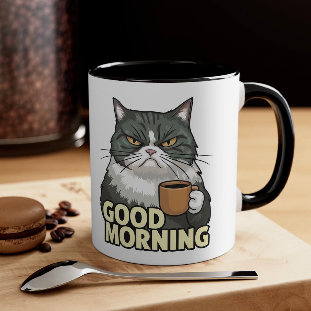 Funny Mad Cat Coffee Mug, Morning Haters Gift for Cat Mom - Etsy
