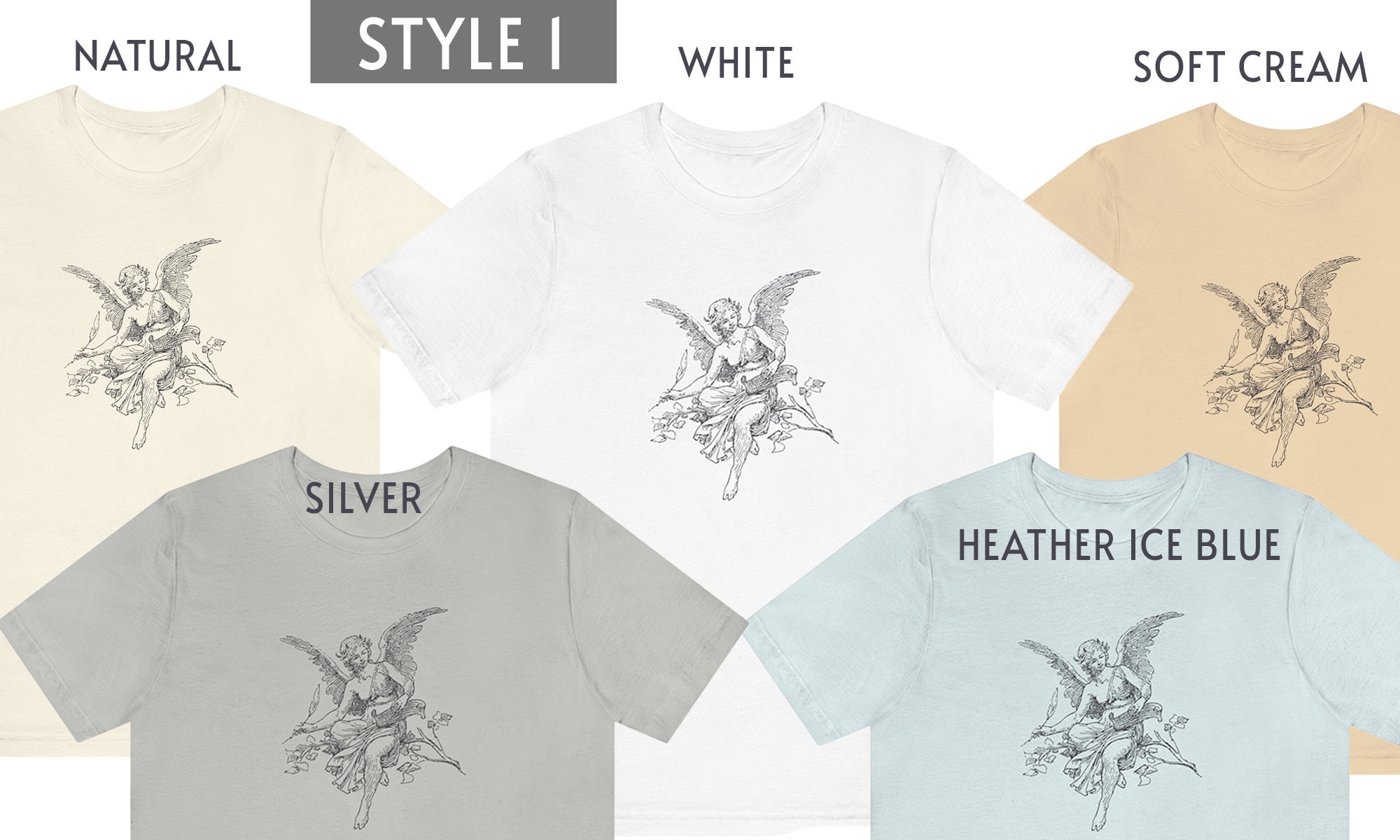 Angel Christian Cherub Tee, Angelic Inspiration Artsy, Art T-shirt for ...