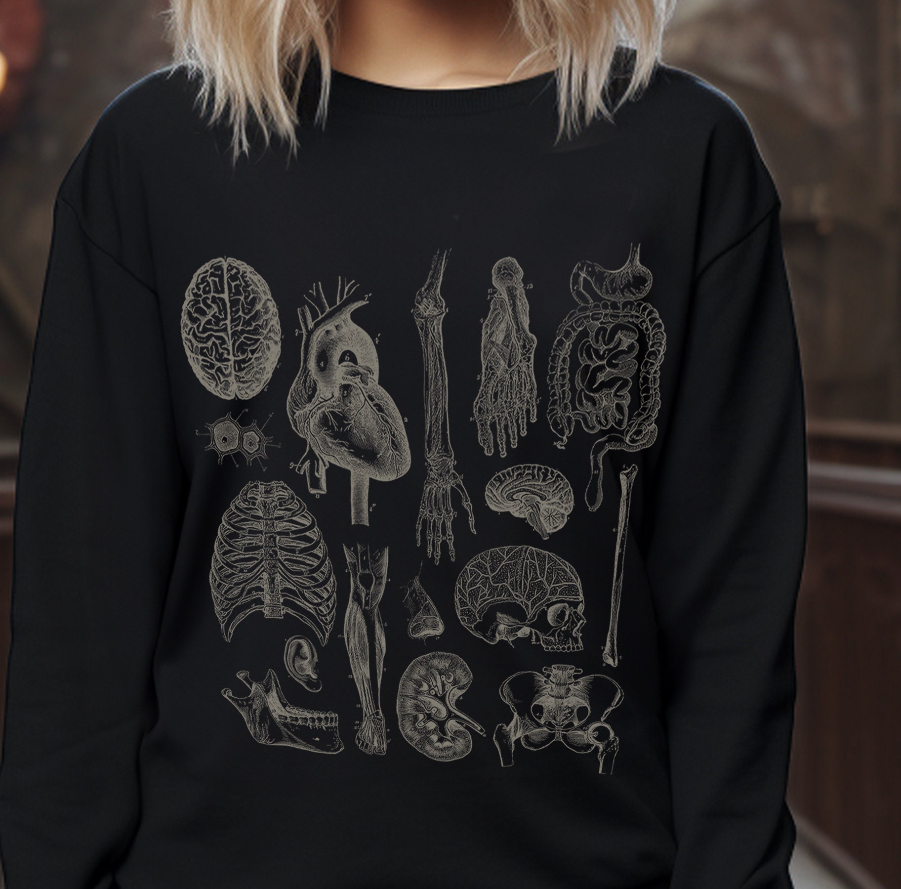 Anatomy Vintage Sweatshirt, Anatomical Art, Unique Medical Illustration ...