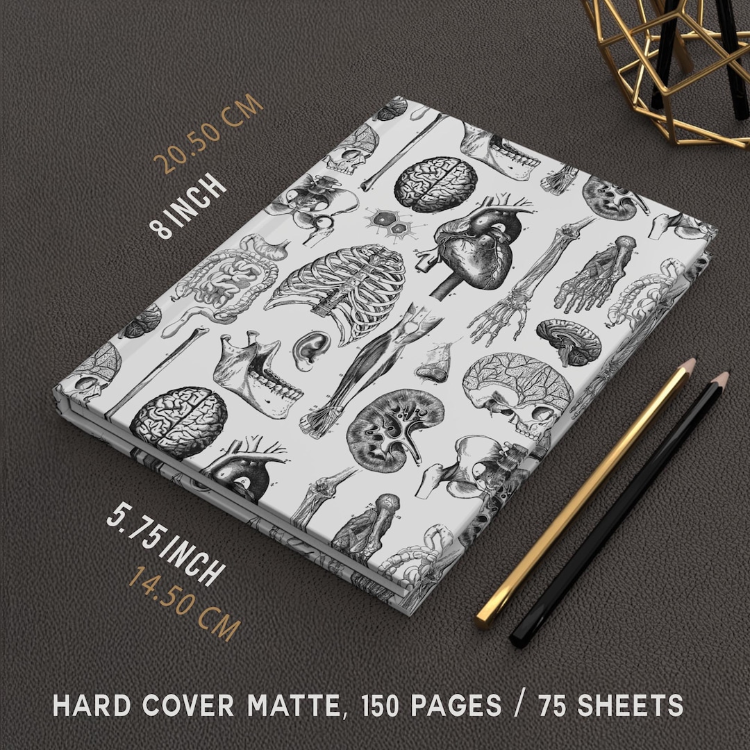 Human Bones Anatomy Journal Gift, Student Gift Anatomical Art for Nurse ...