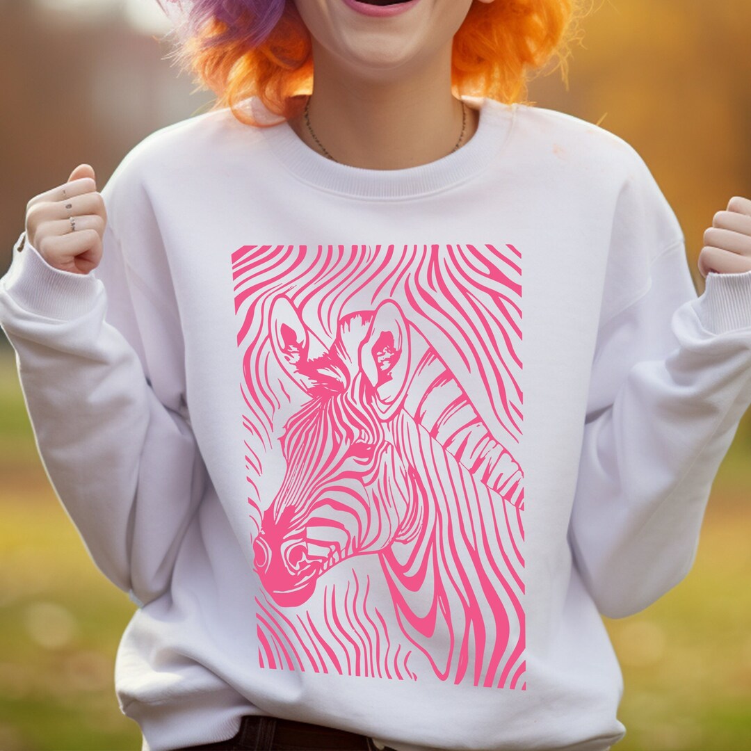 Pink Zebra Sweater, Zebra Pink Print, Weird Picture Zebra Pink, Funky ...