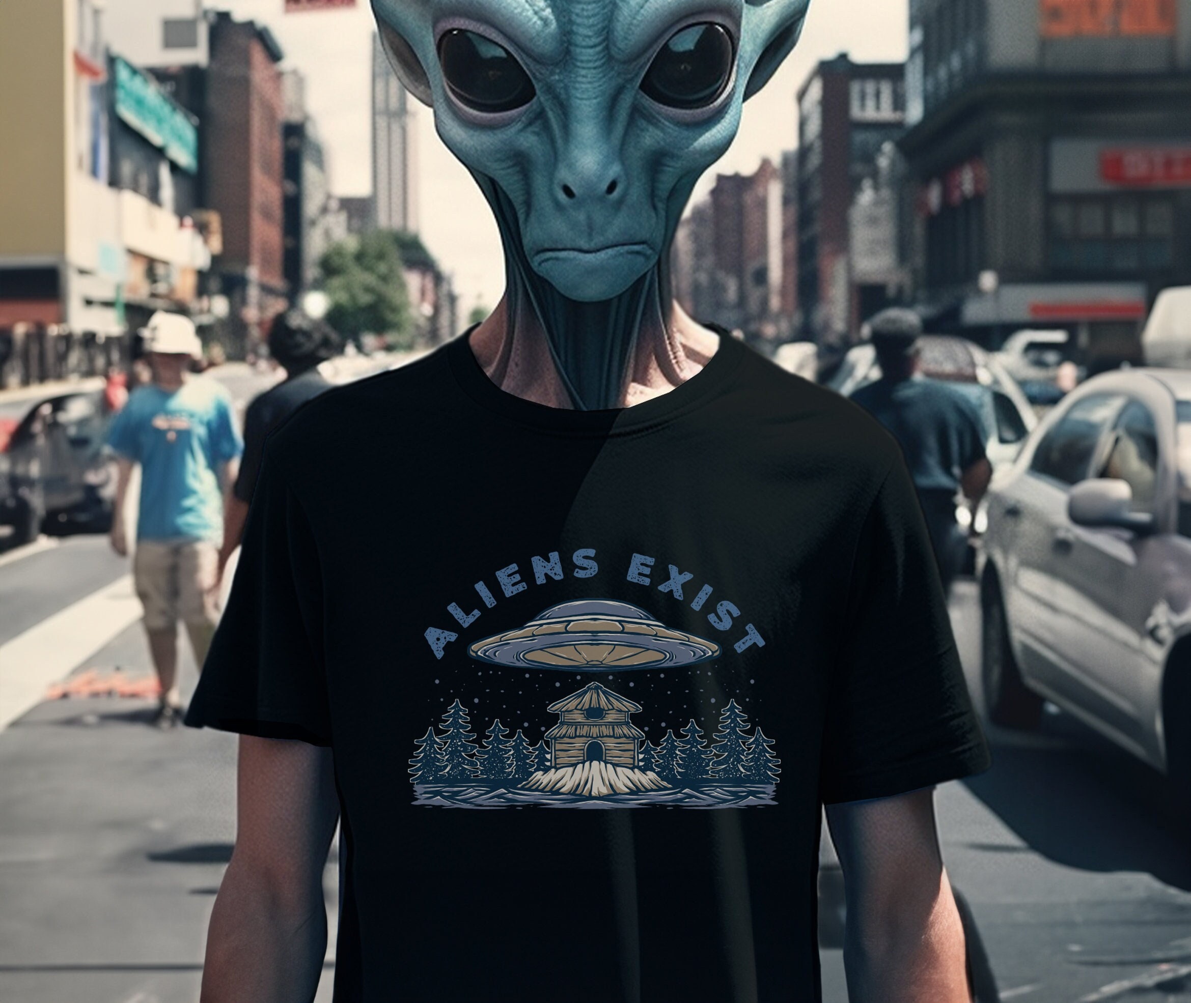 Alien Exist T-shirt UFO Vintage Alien T-shirt Strange Aliens - Etsy