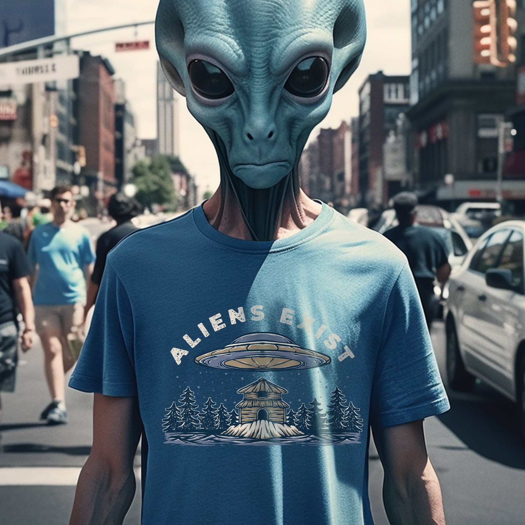 Alien Exist T-shirt UFO Vintage Alien T-shirt Strange Aliens - Etsy