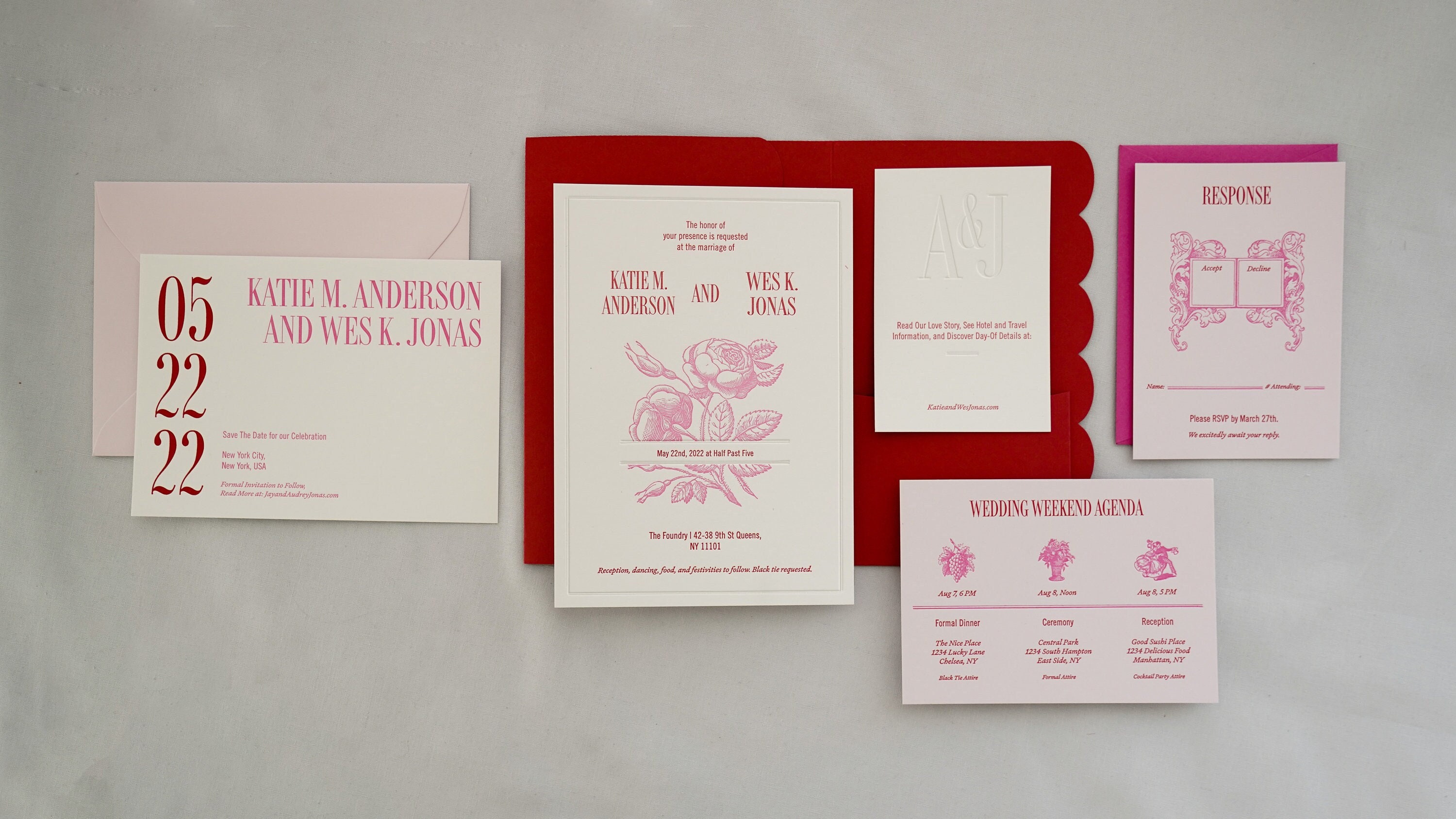 Full Wedding Invitation Suite Semi Custom Letterpress the Blume Suite ...