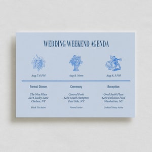 Semi-custom Wedding Weekend Agenda Details Card Blume Suite ...