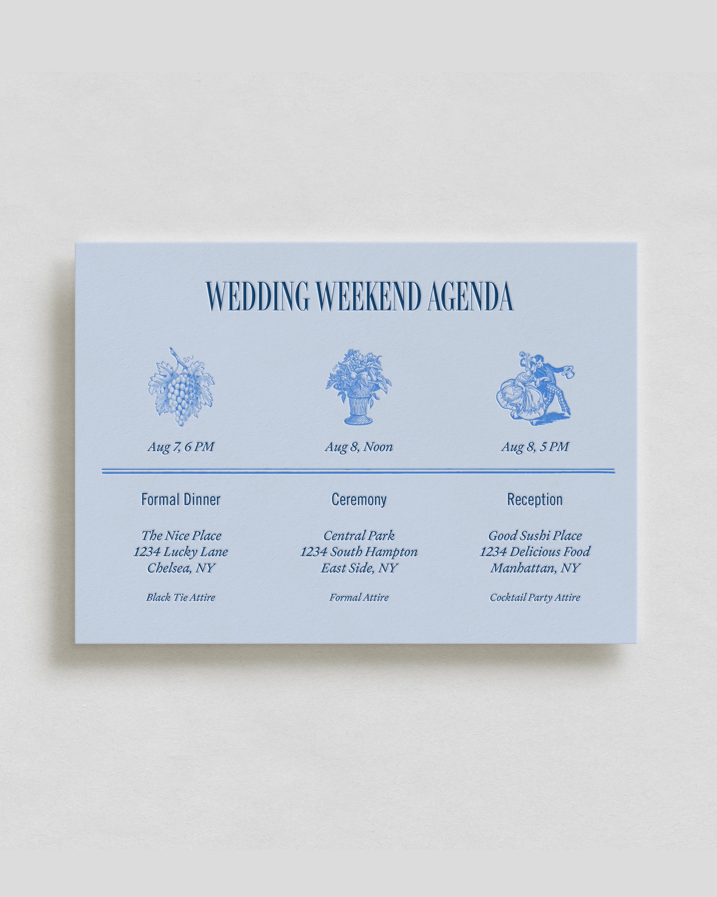 Semi-custom Wedding Weekend Agenda Details Card Blume Suite ...