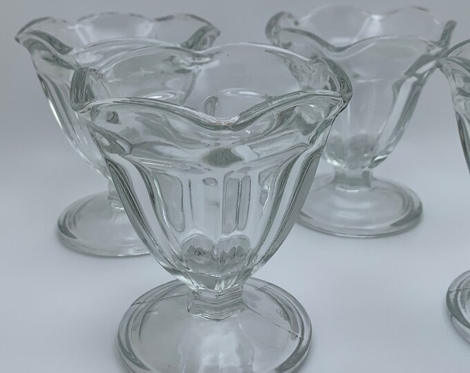 Vintage Anchor Hocking Sherbet Bowls: Petal Fluted Ice Cream Cups, Set ...