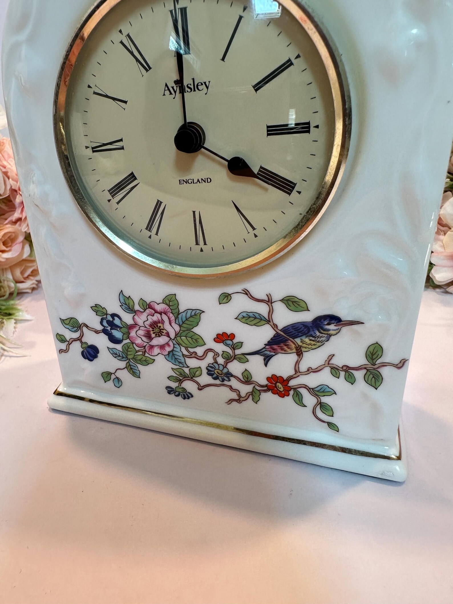 Vintage Aynsley Pembroke Porcelain Mantle Clock Felt Bottom Porcelain ...