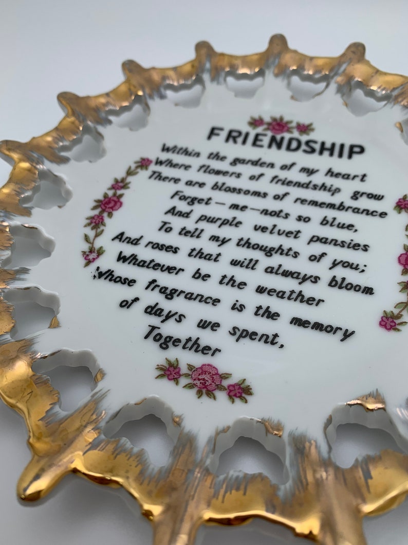 Vintage Brinns Friendship Poem Porcelain Plate Decorative - Etsy