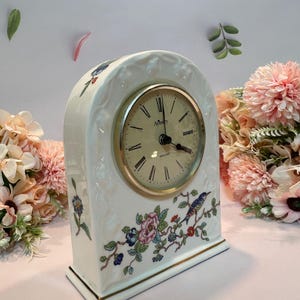Vintage Aynsley Pembroke Porcelain Mantle Clock Felt Bottom Porcelain ...