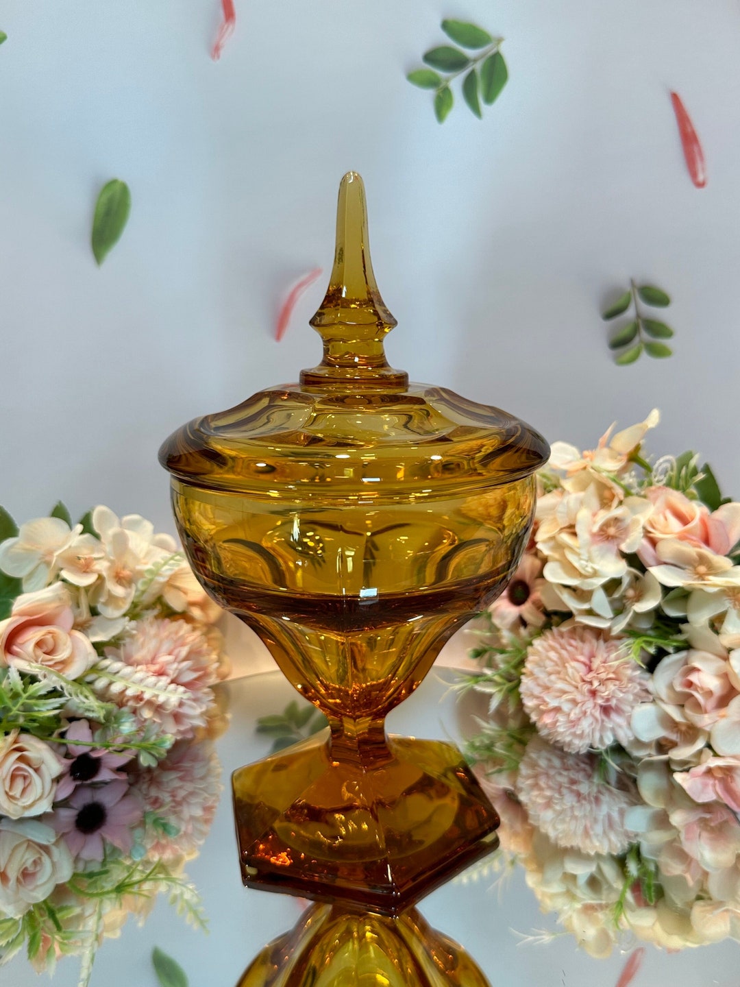 Vintage Viking Candy Dish Pedestal Brown Orange Glass Cool Rare Finds ...