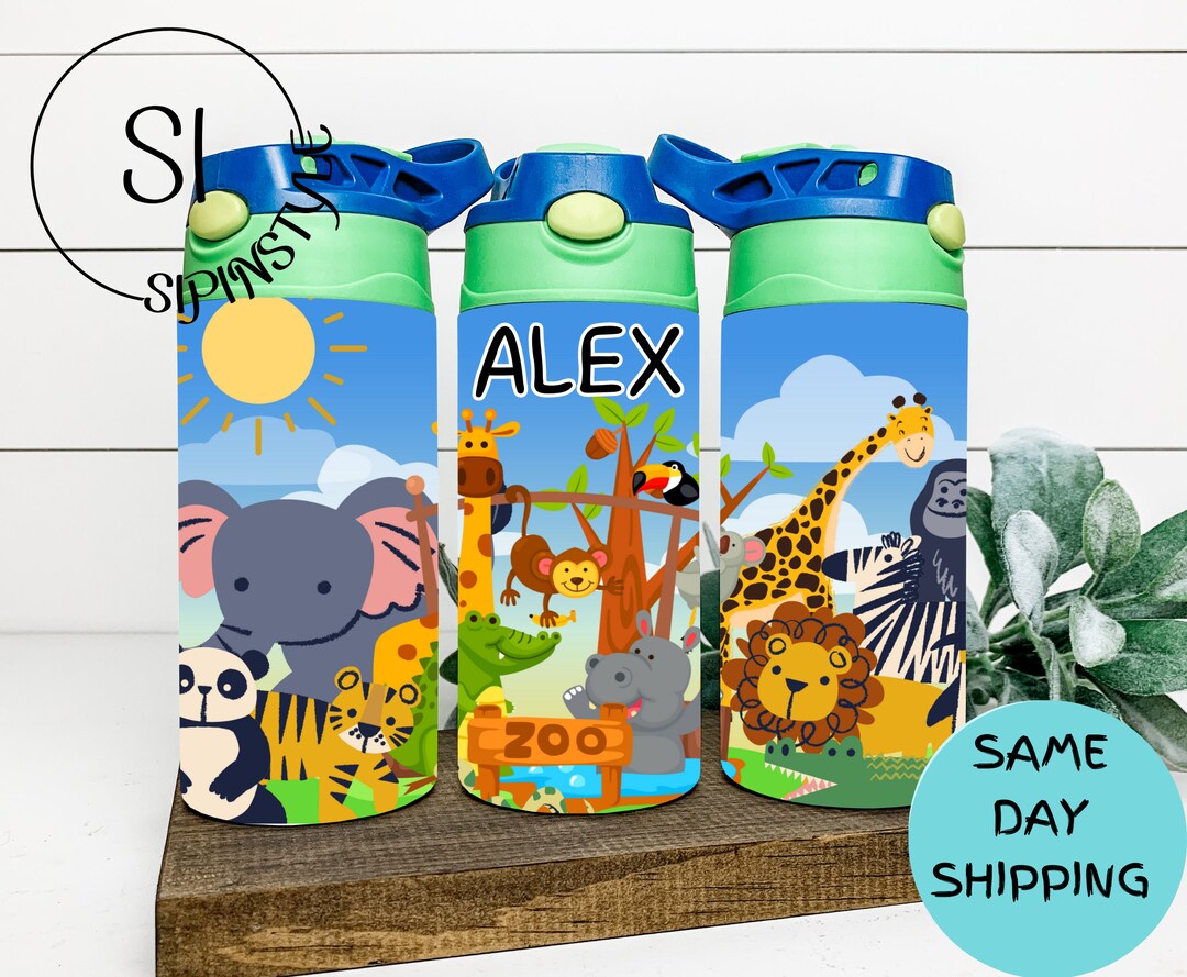 Zoo Animals Kids Water Bottle, Animals Gifts, Zoo Animals 12 Oz Kids ...