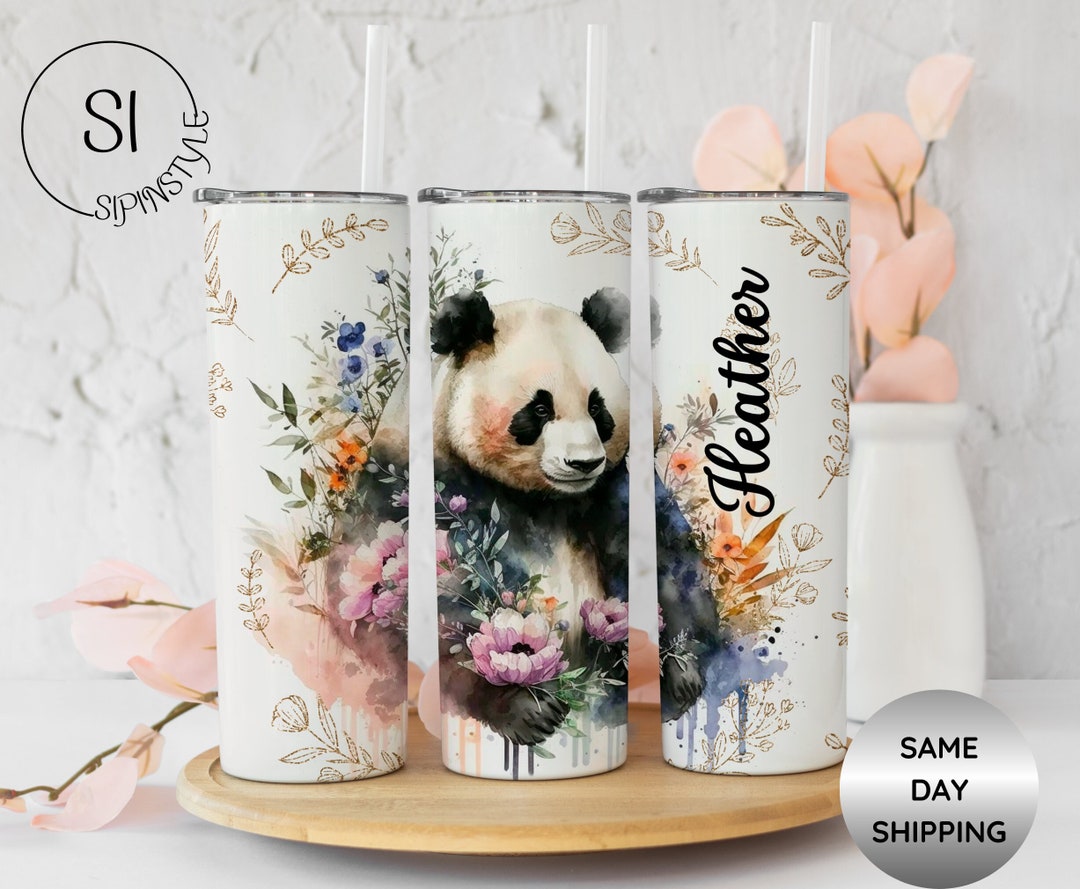 Cute Panda Tumbler Floral Panda Gifts Personalized Panda Tumbler Panda ...
