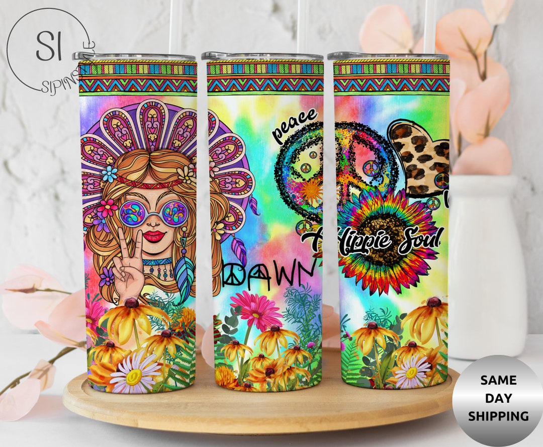 Hippie Girl Tumbler Personalized Hippie Gifts Hippie Cup - Etsy