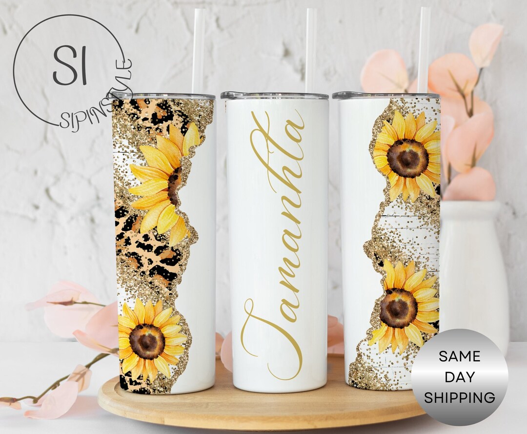 Sunflower Tumbler Personalized Sunflower Cup With Straw - Etsy