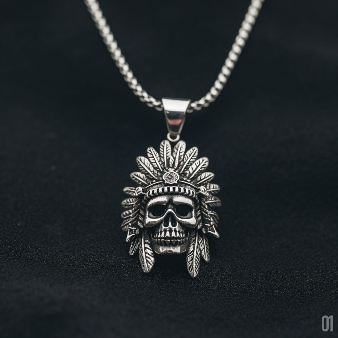 Aztec Skull Silver Necklace Montezuma Necklace Aztec - Etsy