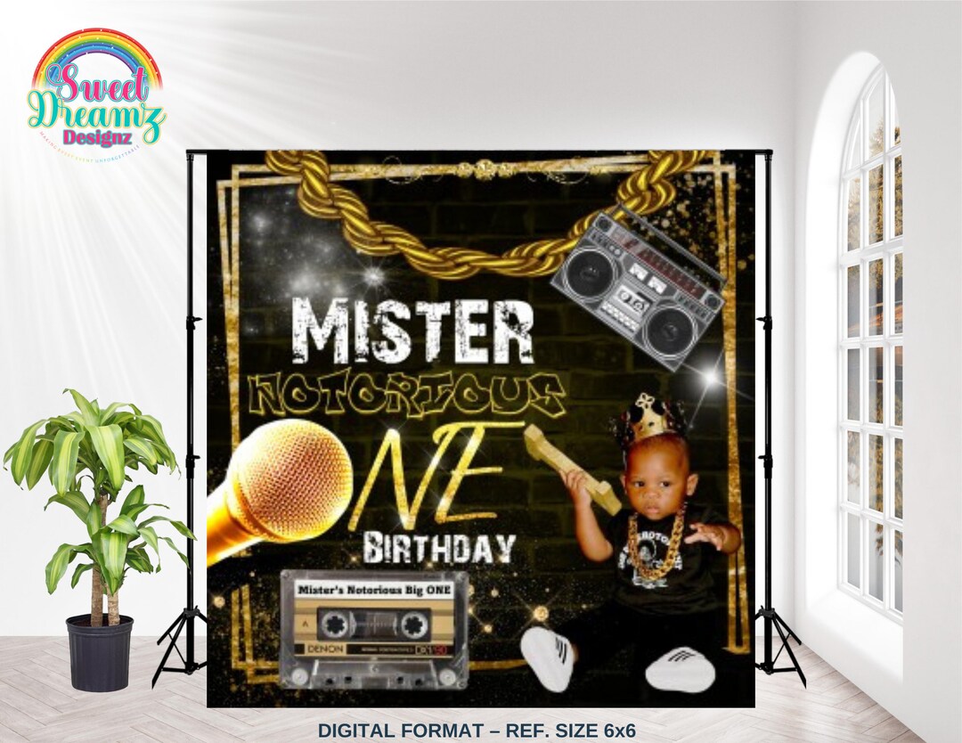 Notorious BIG One 1st Birthday Backdrop Big One Banner Birthday Old ...