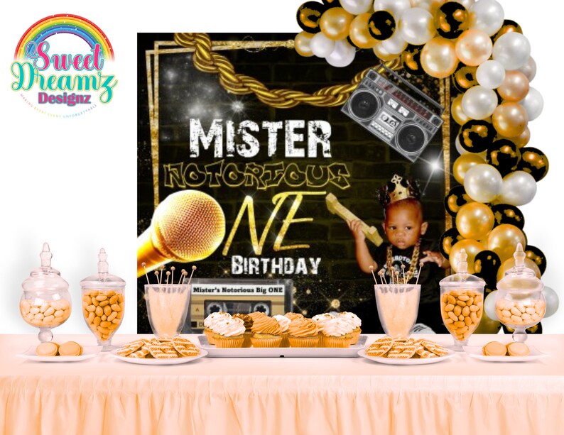 Notorious BIG One 1st Birthday Backdrop Big One Banner Birthday Old ...