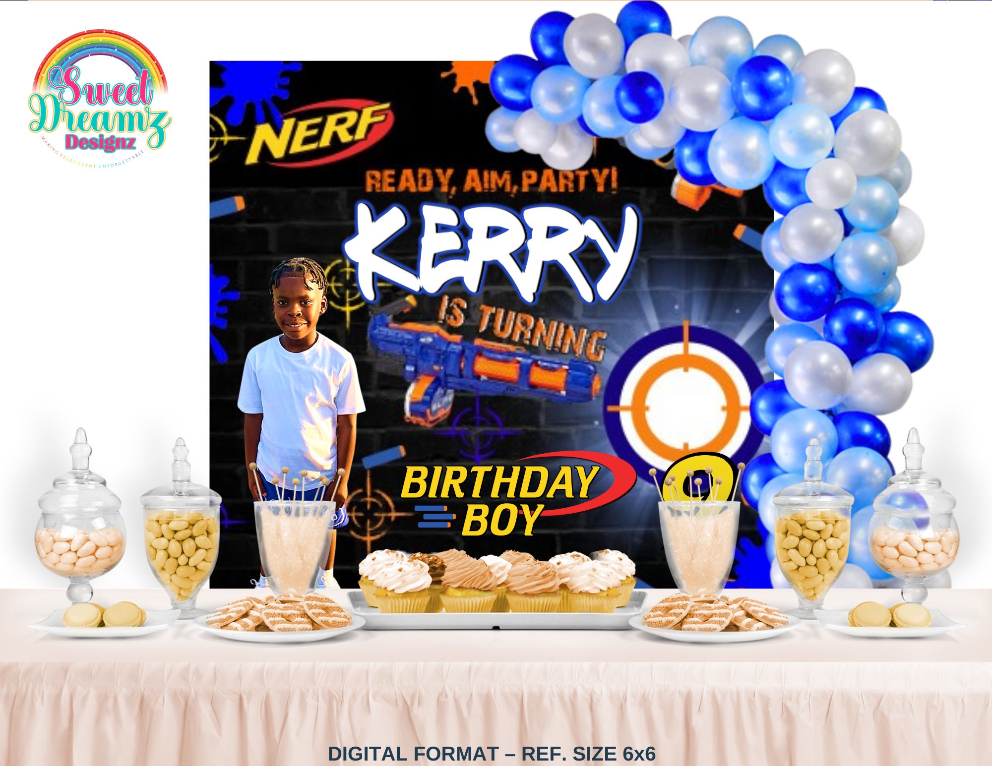 Nerf Inspired Dart Gun Birthday Backdrop Dart Banner Birthday Dart Gun ...