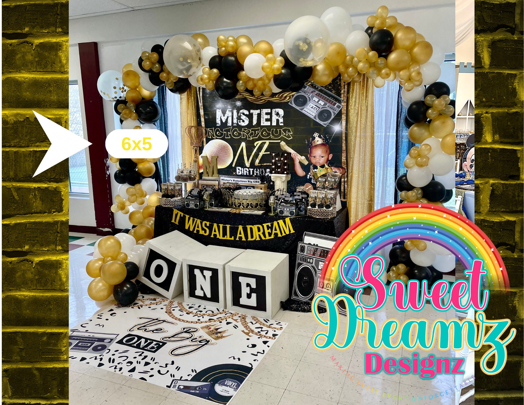 Notorious BIG One 1st Birthday Backdrop Big One Banner Birthday Old ...