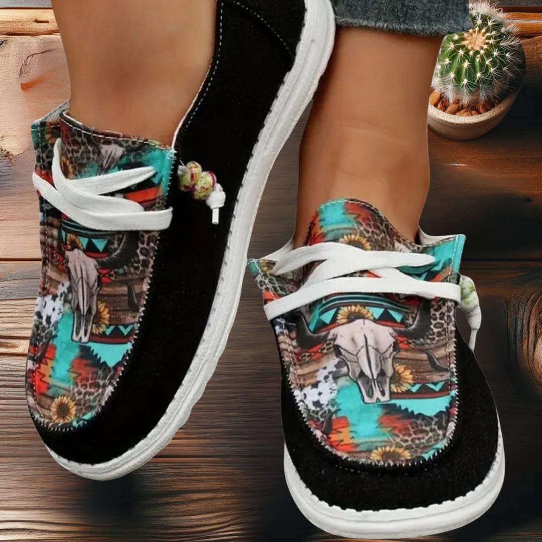 Handcrafted Bohemian Aztec-inspired Canvas Shoes With Velvet - Etsy