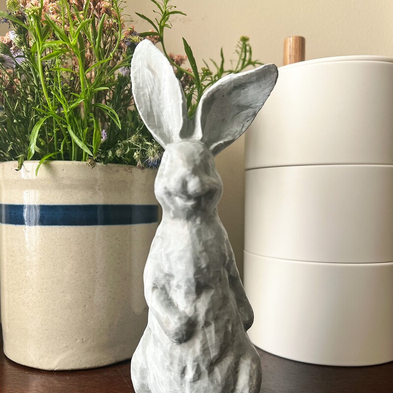 Rabbit With Basket Statue - Etsy