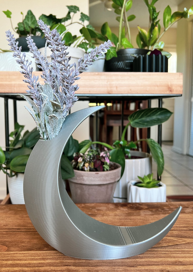 3D Printed Crescent Moon Vase for Flowers Celestial Sun and - Etsy