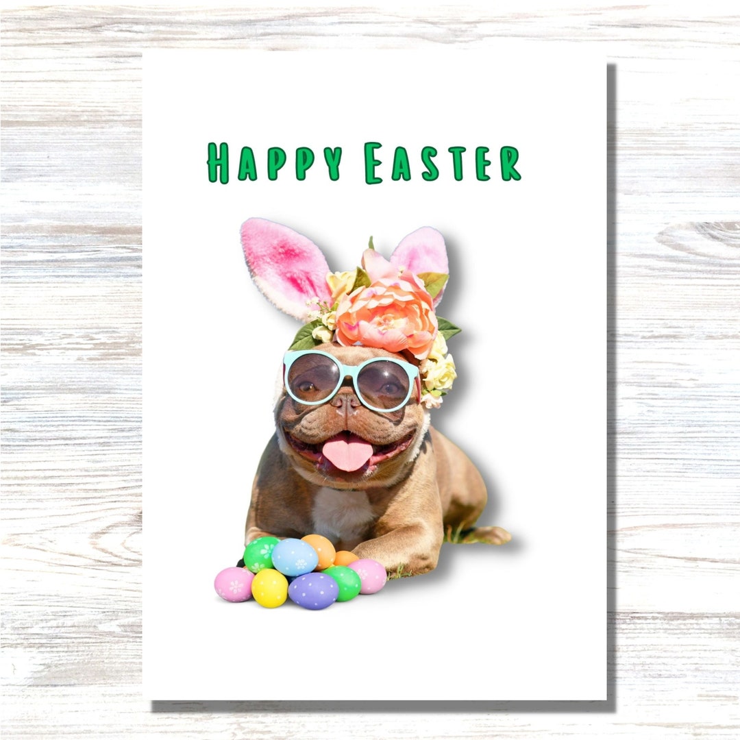 Cute Easter Frenchie Dog Blank Greeting Card, Easter Card, Funny Dog ...