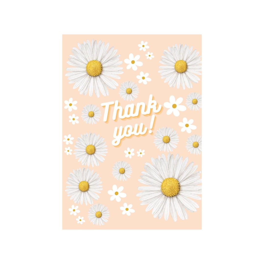 Daisy Flower Thank You Card, Digital Download Printable Stationery - Etsy