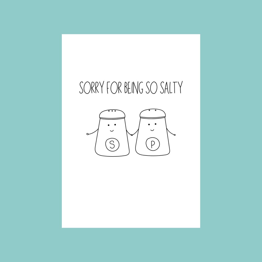 Funny Apology Sorry Card, Punny Card, Sorry for Being so Salty Card ...