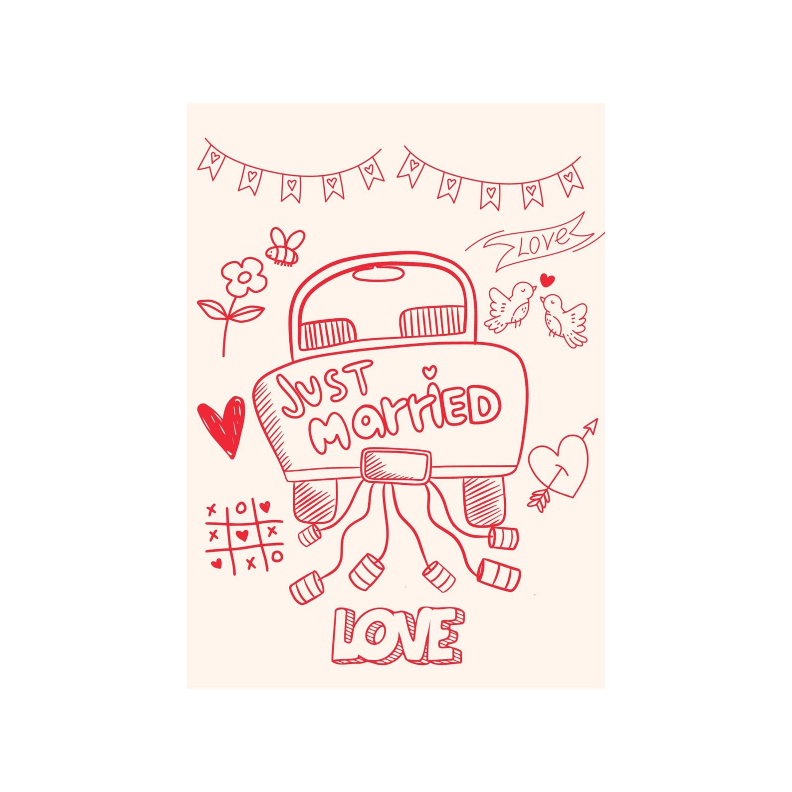 Just Married Wedding Card, Romantic Newlywed Card, DIY Greeting and ...
