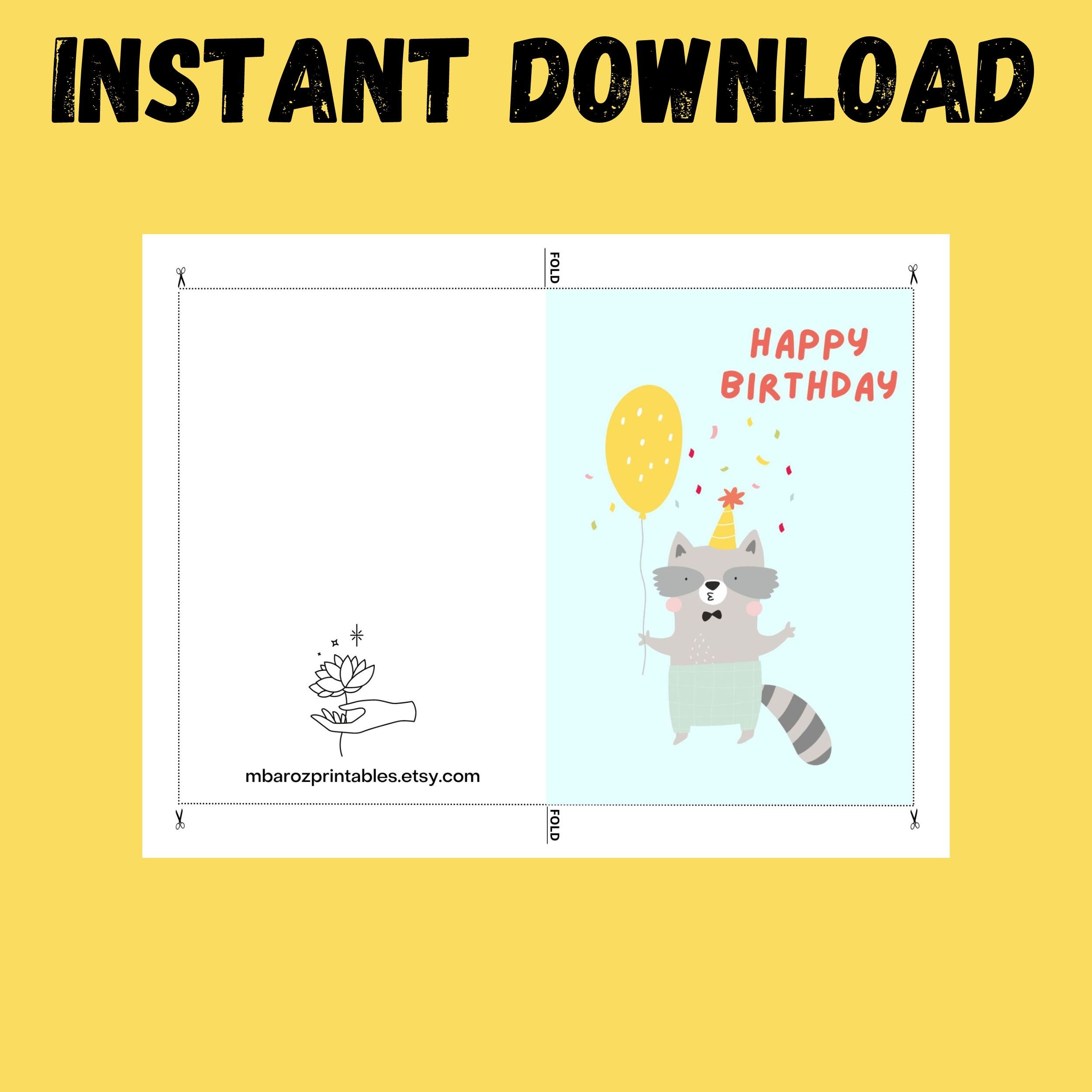 Kids Birthday Card, for Boy, Girl, Digital Download, Printable, - Etsy