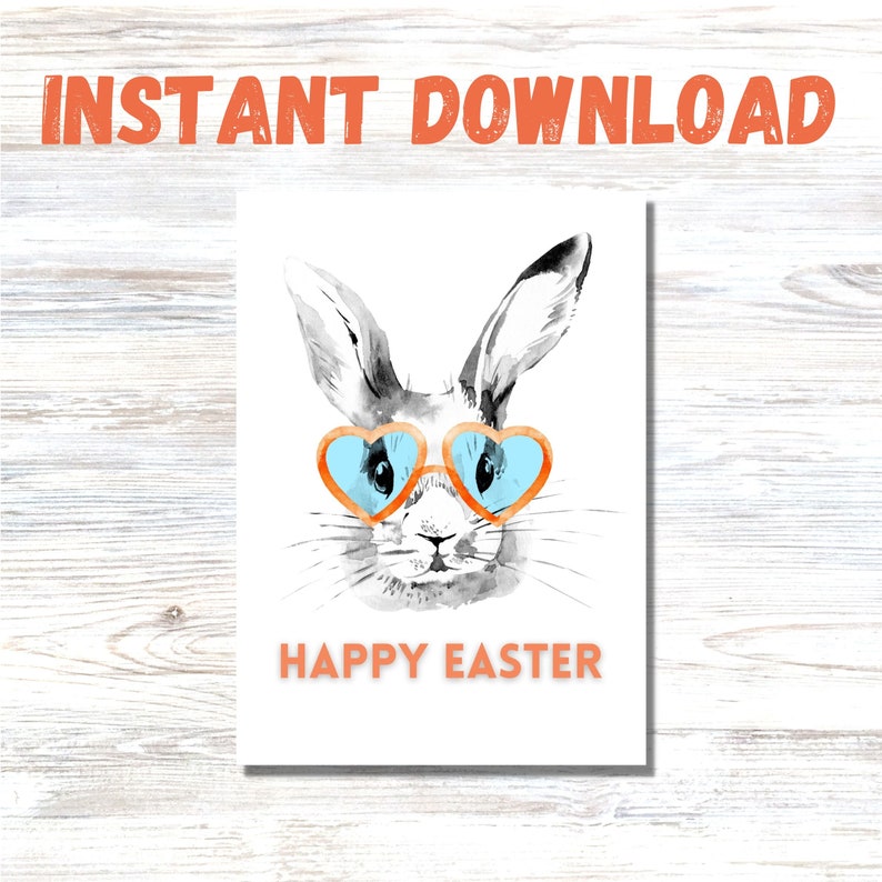 Cute Easter Bunny Blank Greeting Card, Easter Card, Funny Bunny Blank ...