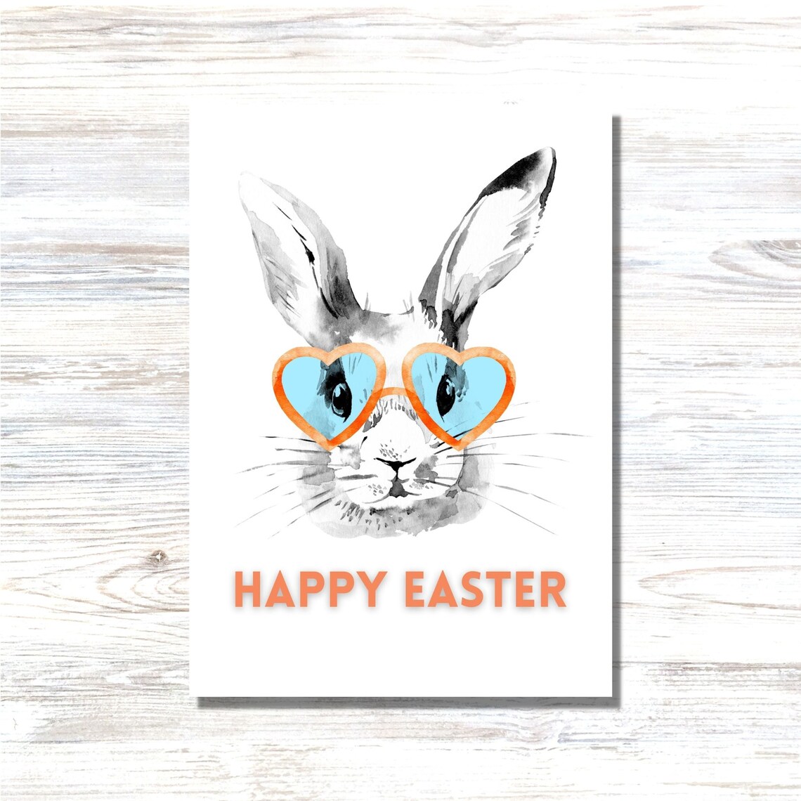 Cute Easter Bunny Blank Greeting Card, Easter Card, Funny Bunny Blank ...