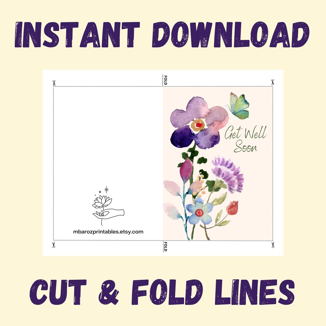 Watercolor Floral Get Well Soon Card, Handmade Get Well, Thoughtful ...