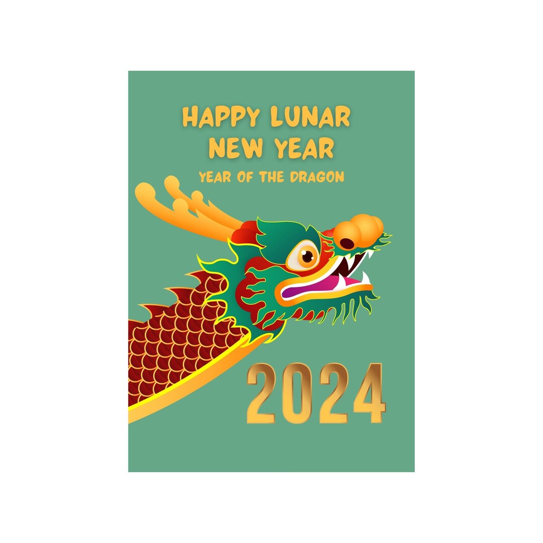 Lunar New Year 2024, Year of the Dragon, Chinese New Year, CNY, Asian Holiday, Digital ...