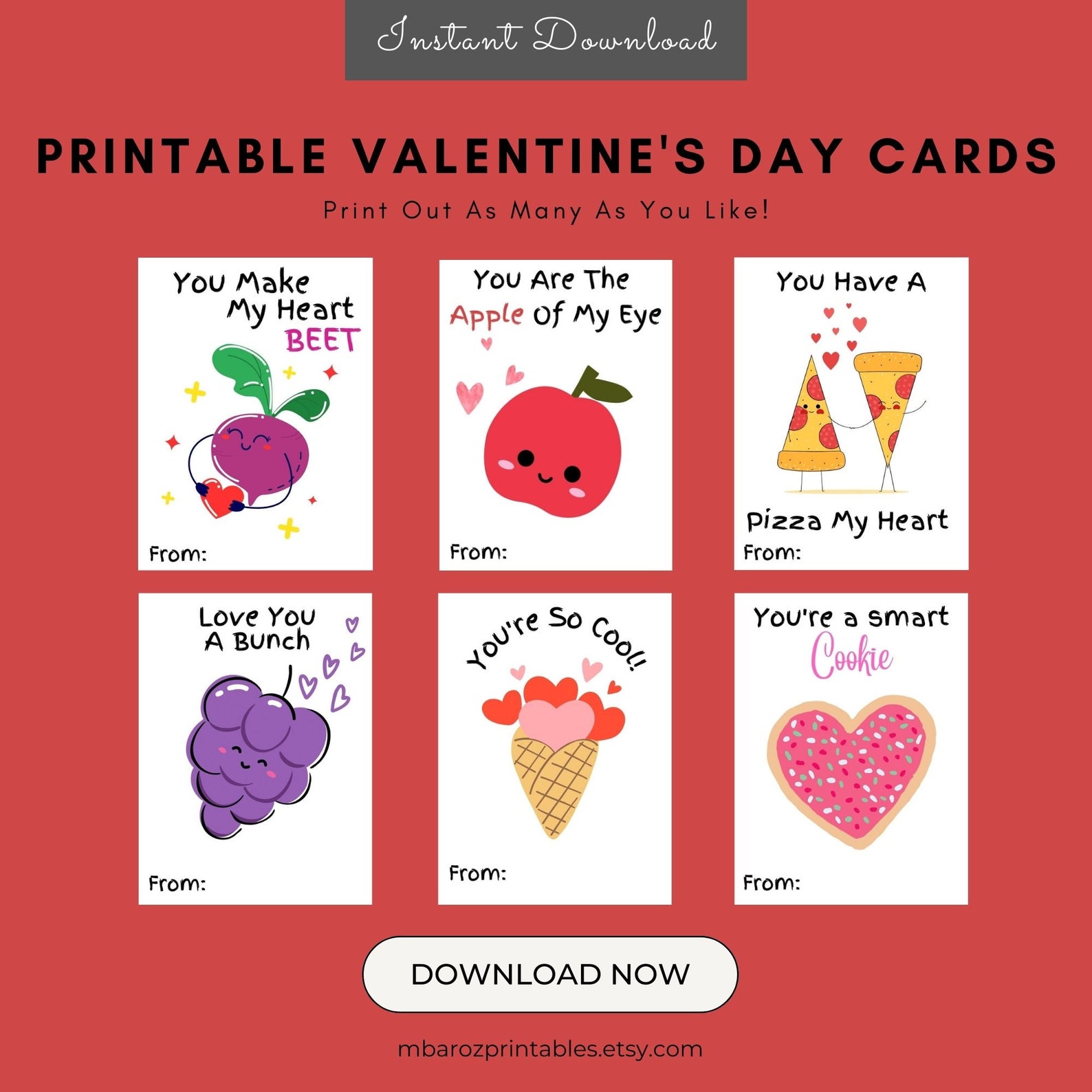 Valentine's Day Cards-printable Kids Valentine's Day Cards Tags-cute ...