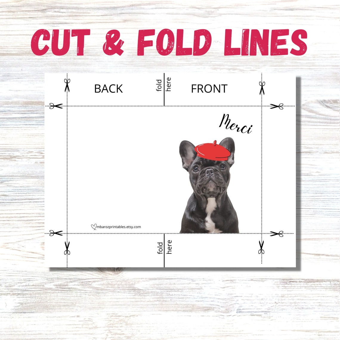 Cute Frenchie Bulldog Thank You Card, Printable, Minimalist, Digital ...