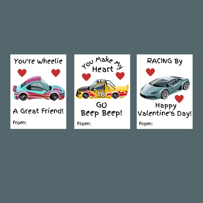 Valentine's Day Cards-printable Kids Valentine's Day Cards Tags-race ...