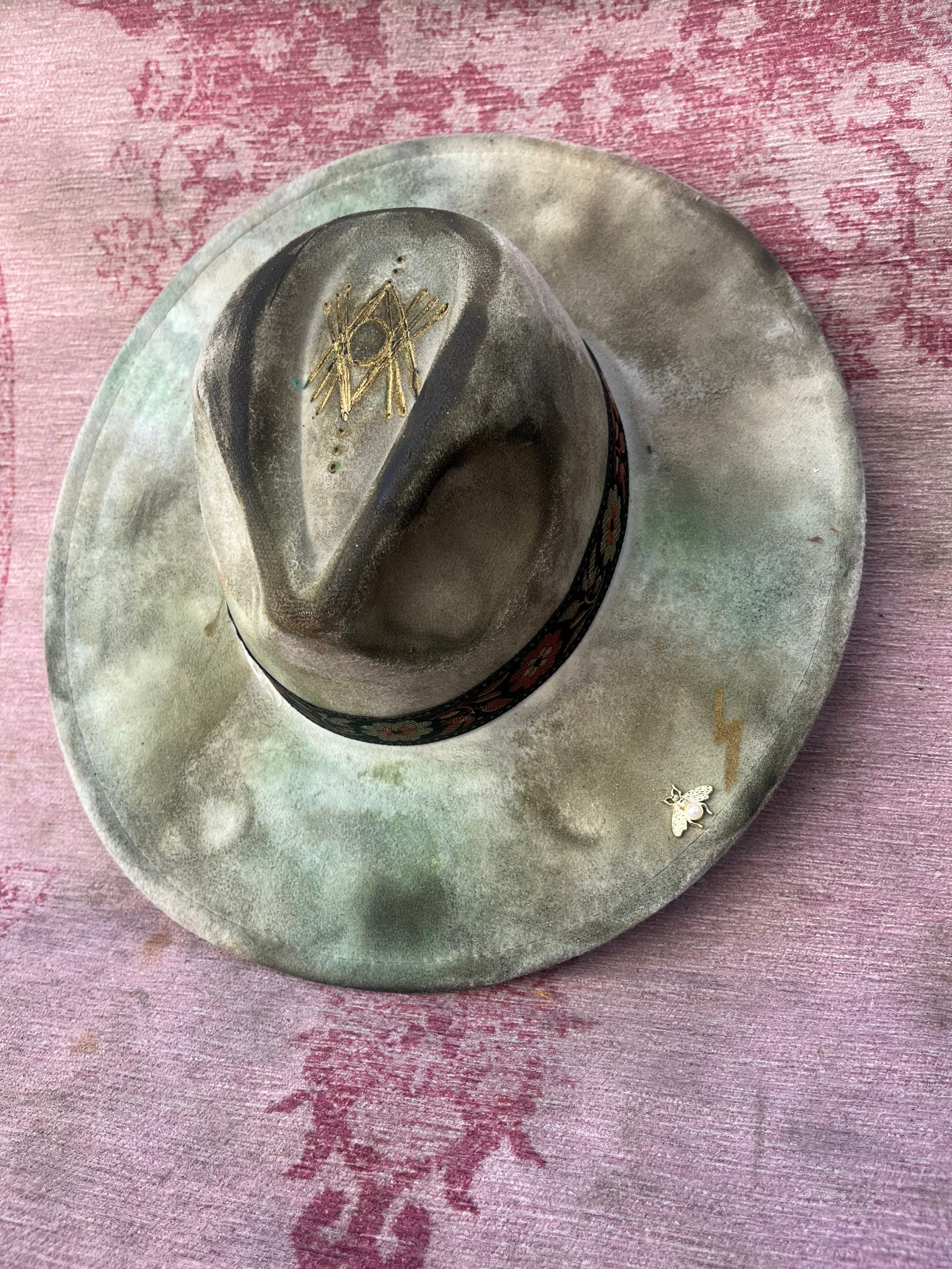Sage Green Sacred Geometry Wide Brim Fedora - Etsy