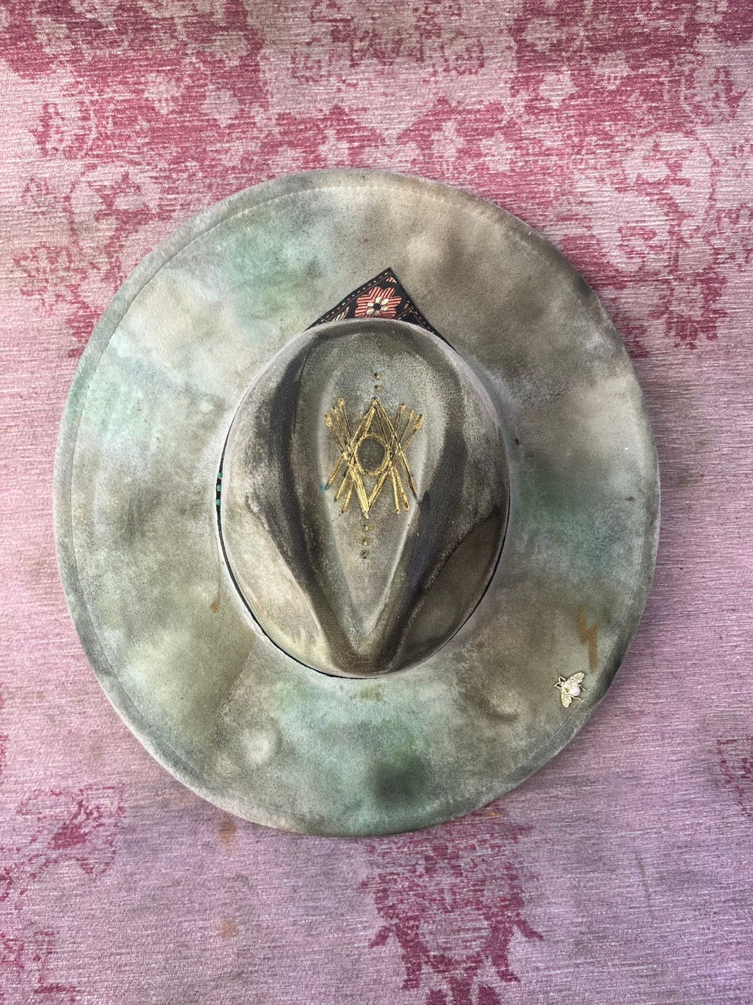 Sage Green Sacred Geometry Wide Brim Fedora - Etsy